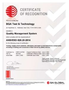 Certifications – BGA Test & Technology